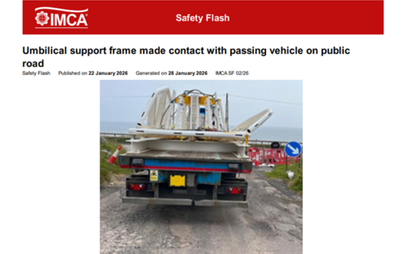 Step Change in Safety | IMCA: Umbilical support frame made contact…